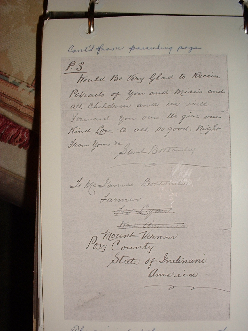 Letter to James Monroe Bottomley